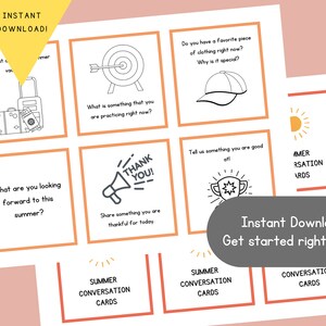 Conversation Card Family Set of 30 Summer Kid Printable Conversation ...