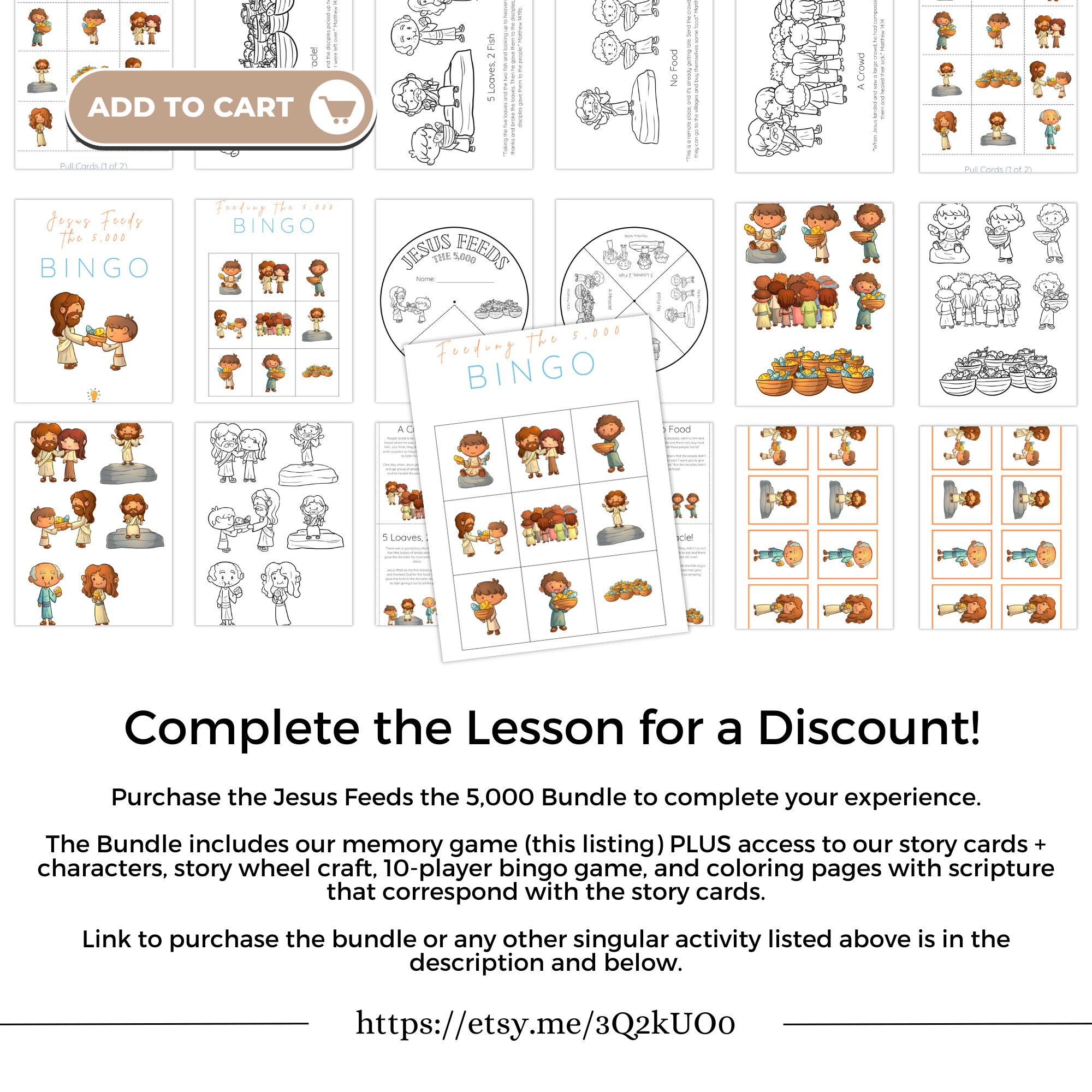 Bible Memory Match Game for Jesus Feeds the 5000 Interactive Learning ...