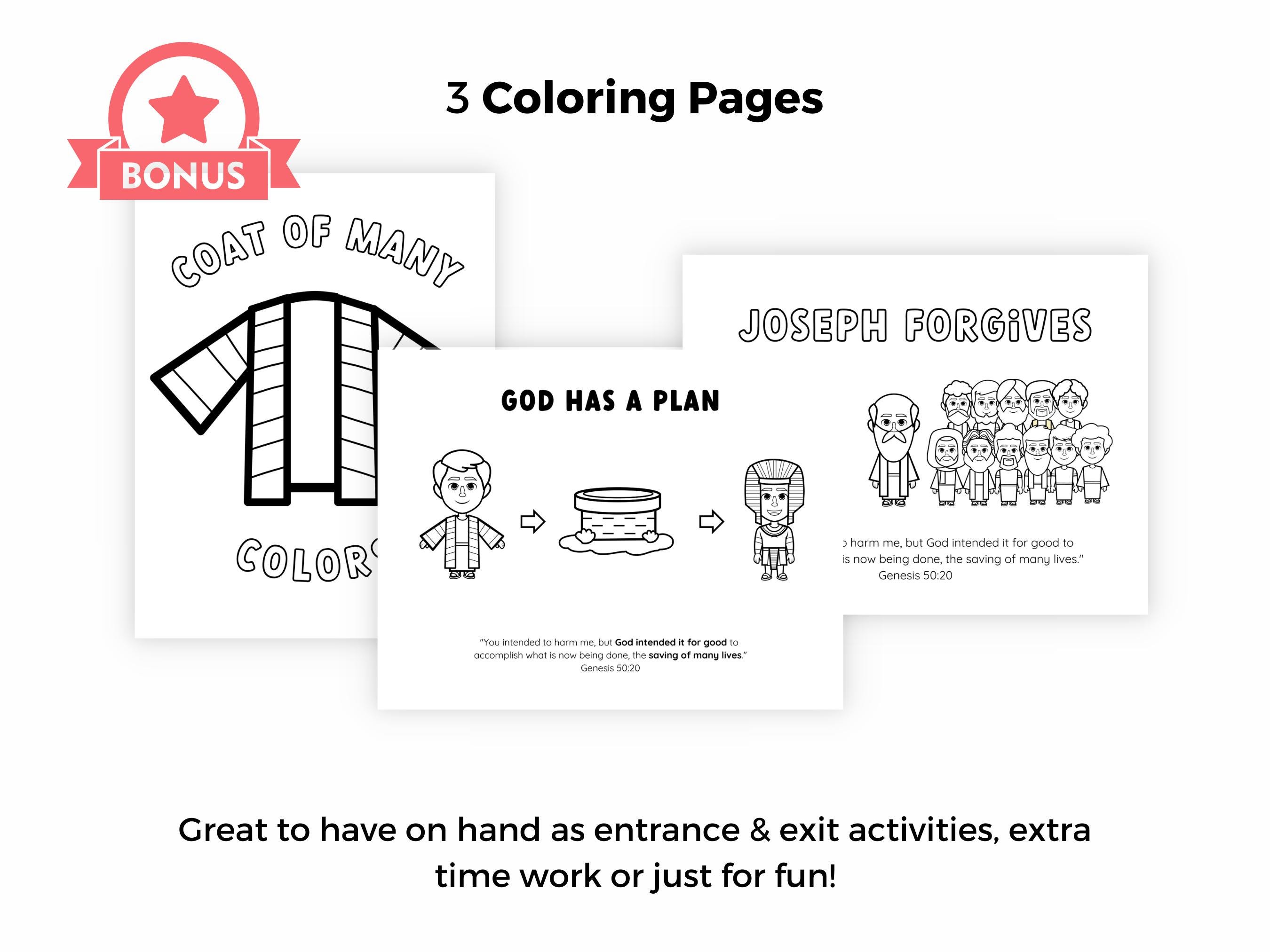 Joseph Coat of Many Colors Teaching Aid for Kid Bible Story Poster ...