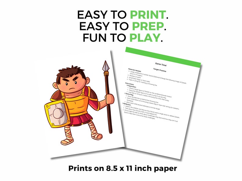 David and Goliath Bible Memory Game for Kid Church Class David Goliath ...