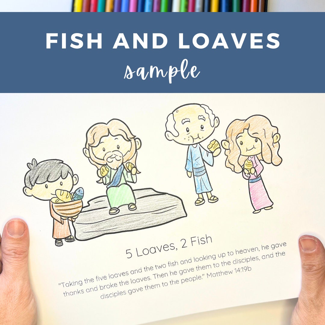 Fish and Loaves Kid Coloring Pages for Sunday School Kid Ministry Color ...