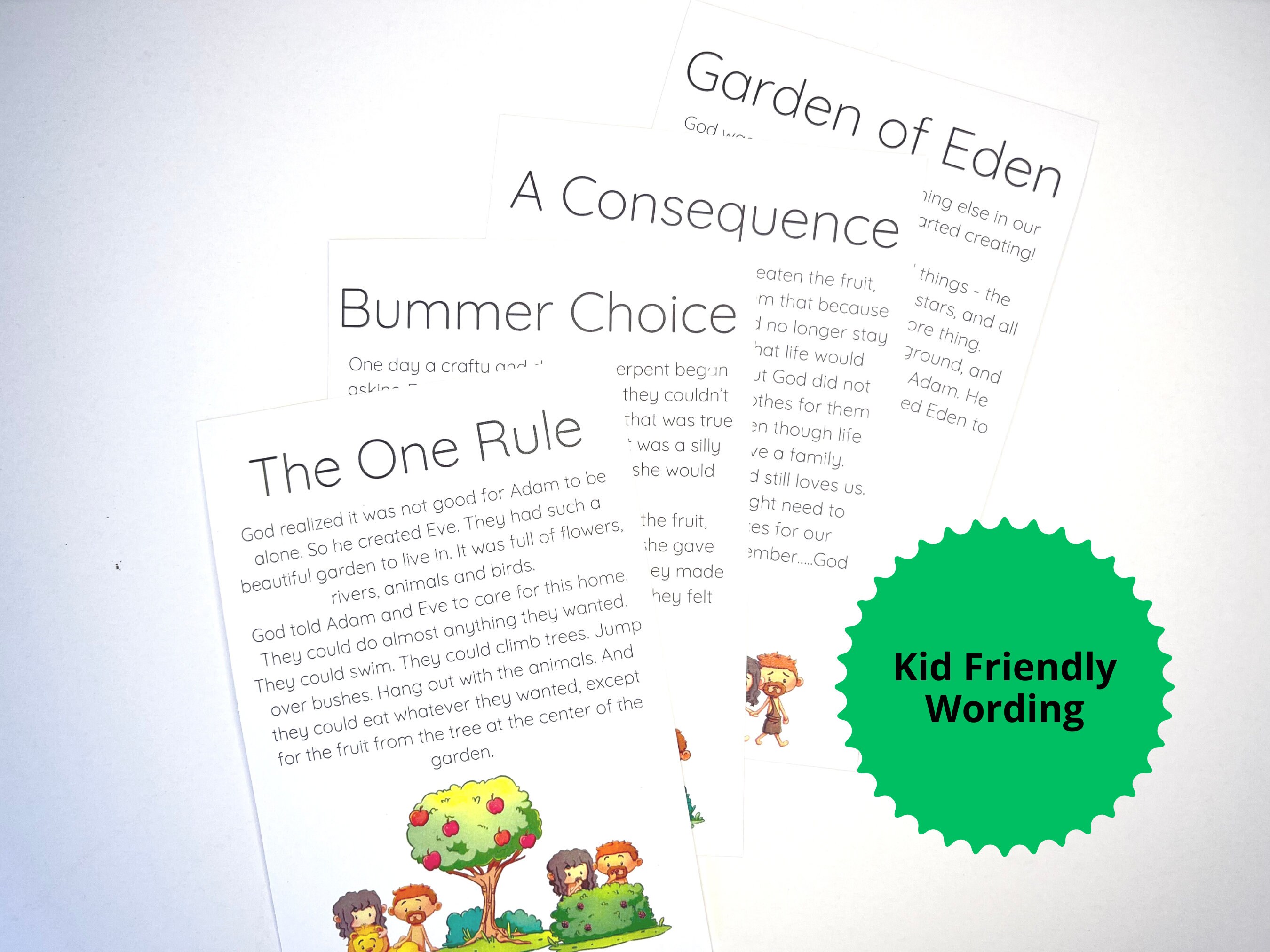 Adam and Eve Bible Story Card and Puppet Garden of Eden Kid Craft the ...