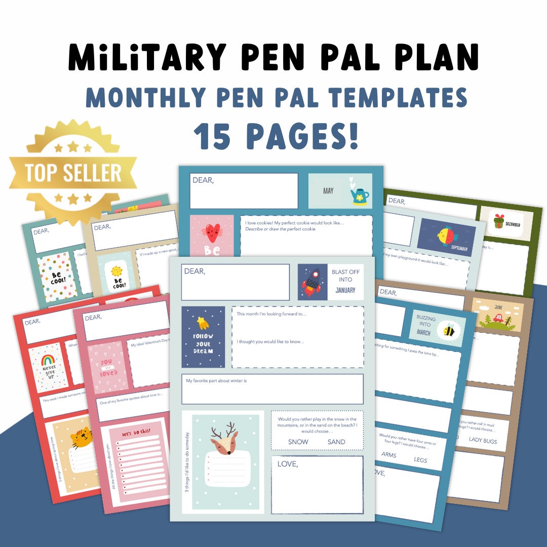 Pen Pal Kit for Military Kid Troop Support Letter for Family Armed ...