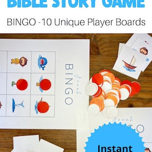 Jonah and the Whale Game Sunday School Bible Story Bingo Printable ...