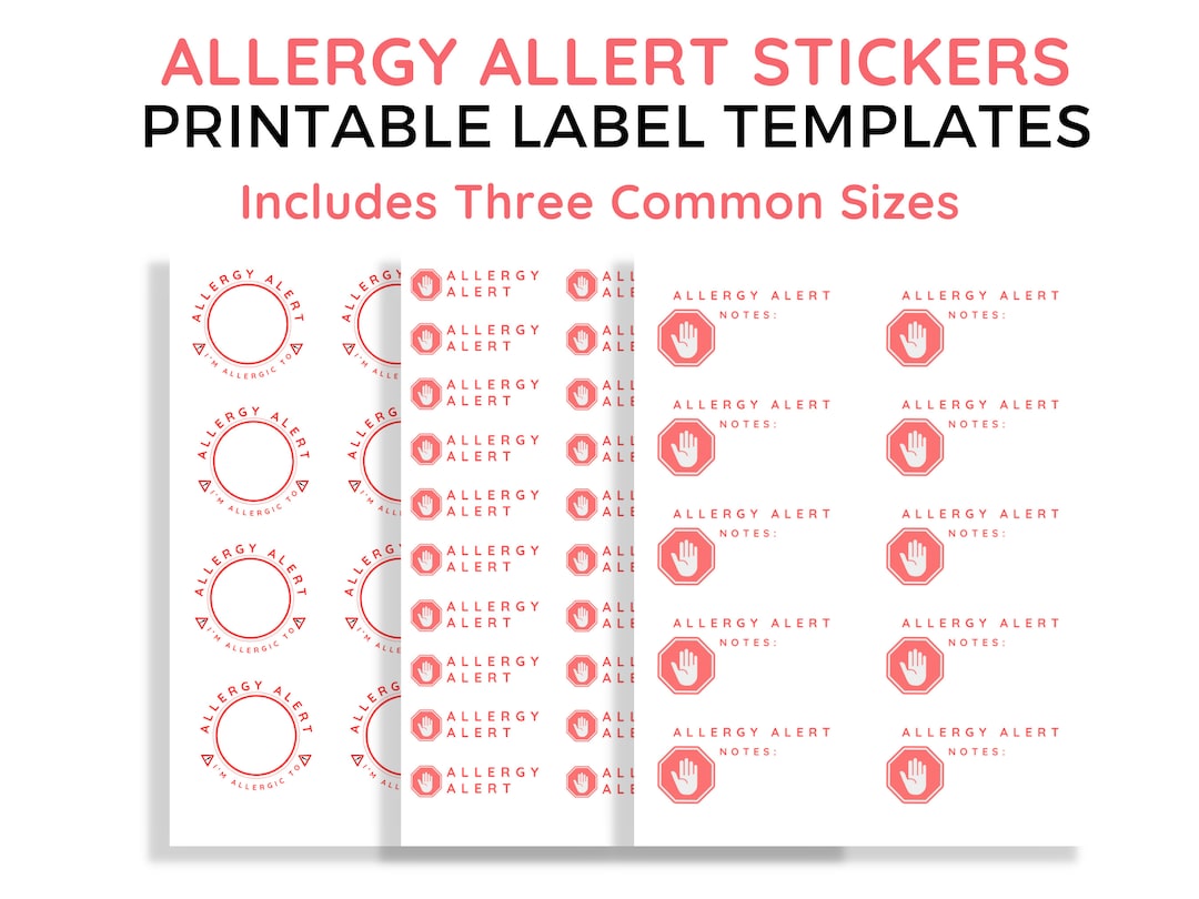 Allergy Alert Printable Sticker for Kid Church VBS Allergy Label Kid ...