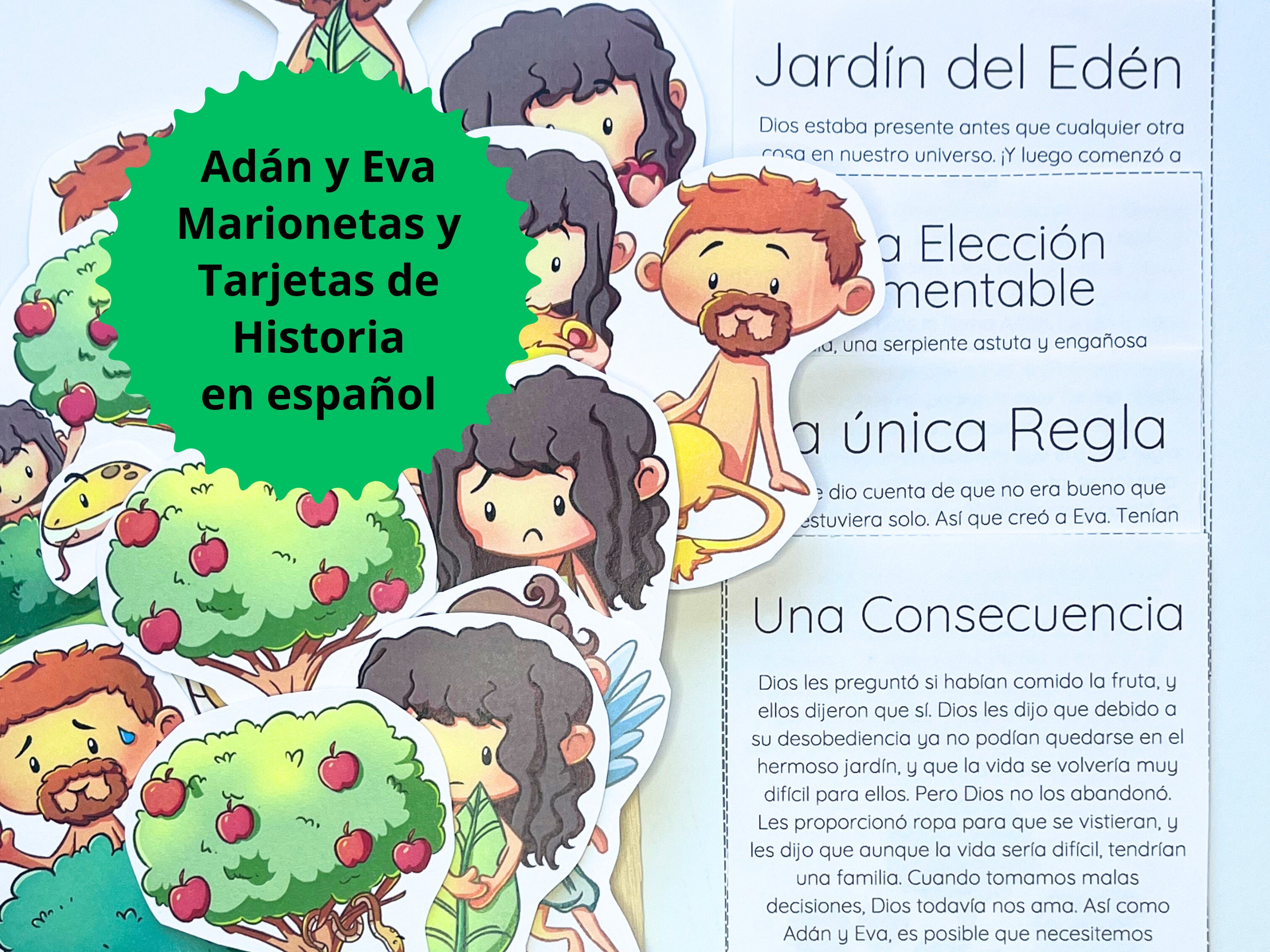Adam and Eve Bible Story in Spanish Garden of Eden Kid Craft the Fall ...