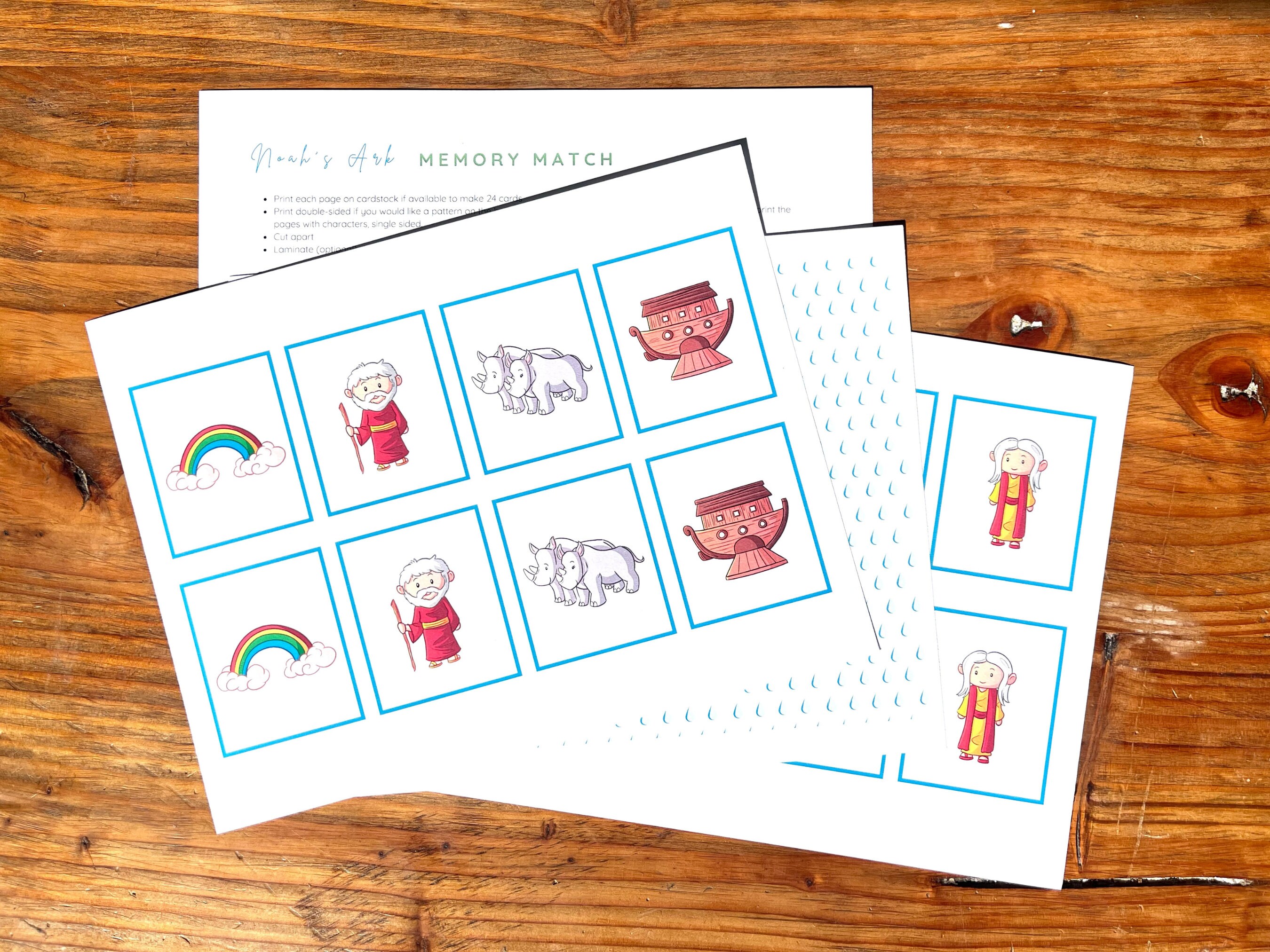 Bible Memory Game for Kid Noahs Ark Game Printable Bible Story Lesson ...