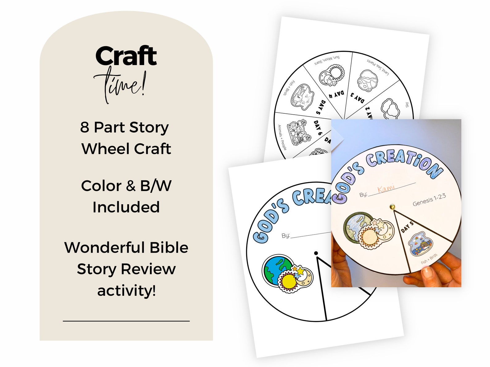 Days of Creation Kid Craft Gods Creation Story Wheel Sunday School ...
