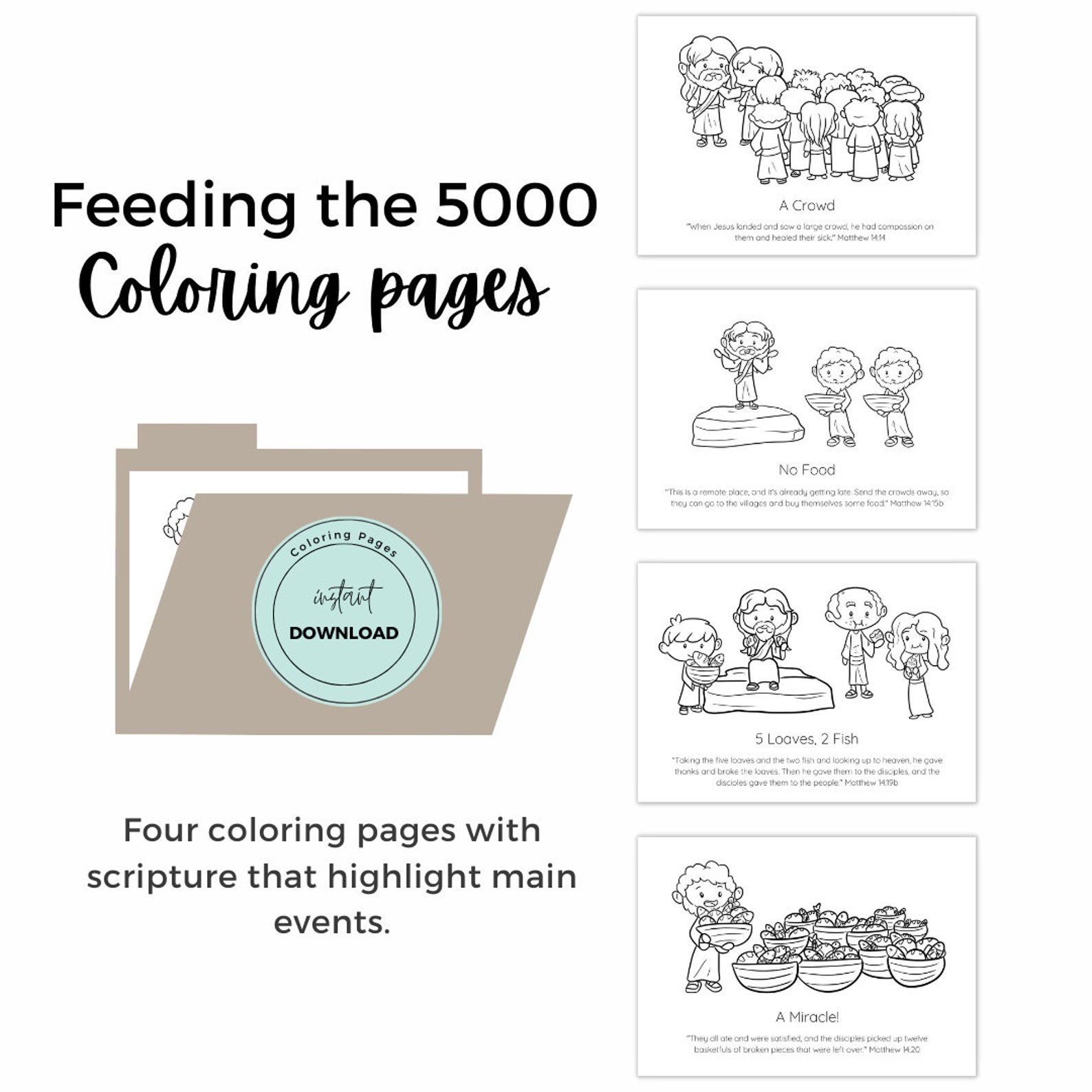 Fish and Loaves Kid Coloring Pages for Sunday School Kid Ministry Color ...