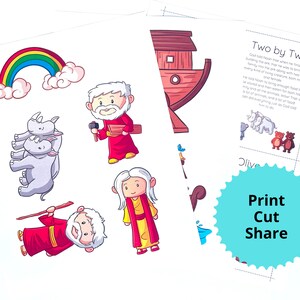 Noahs Ark Story Cards Christian Kid Bible Story Activity Printable ...