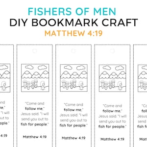 Fishers of Men Bible Verse Bookmark Printable DIY Sunday School Craft ...