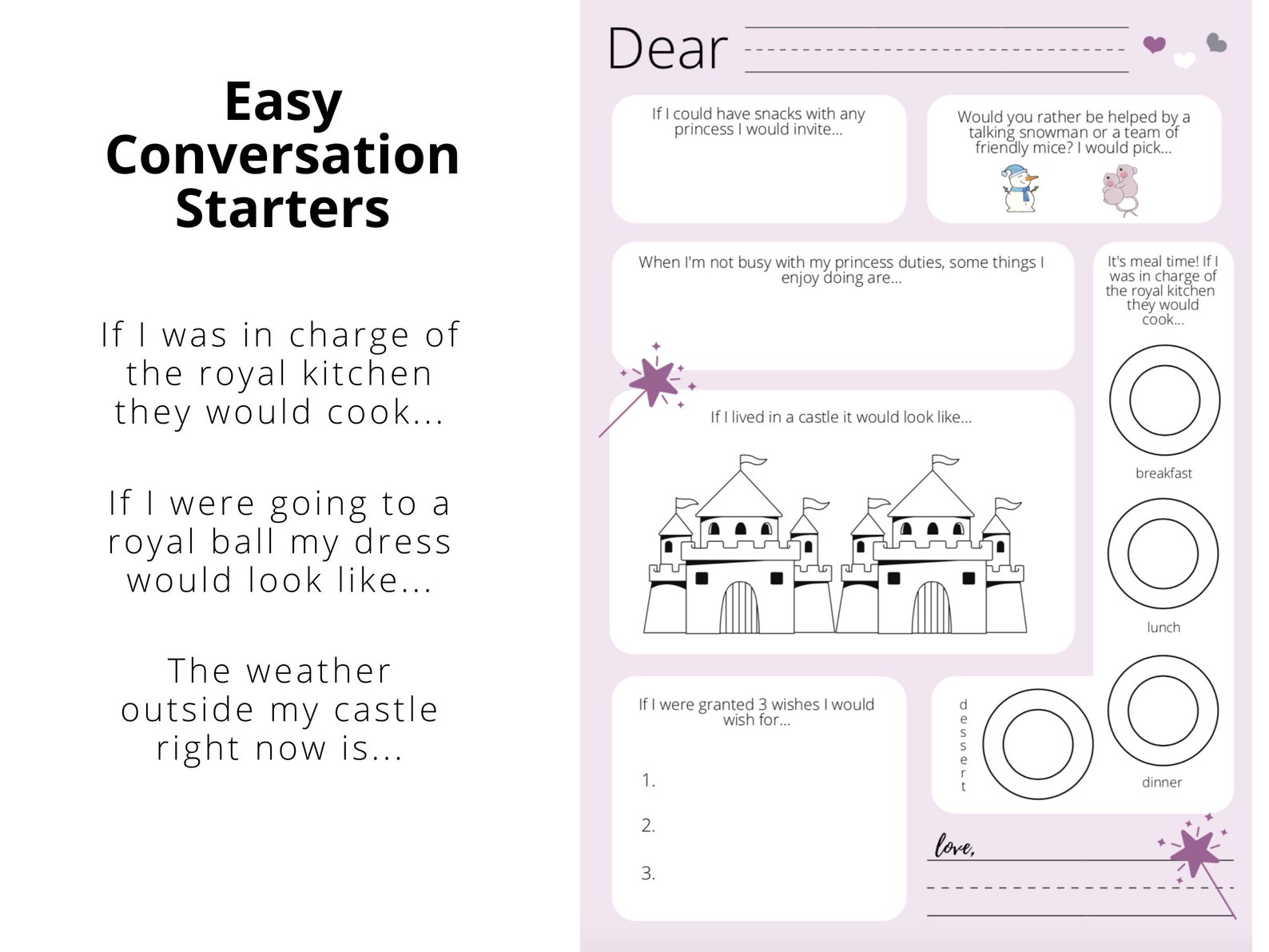 Pen Pal Kit Princess Activities Kids Letter Template Writing Prompts ...