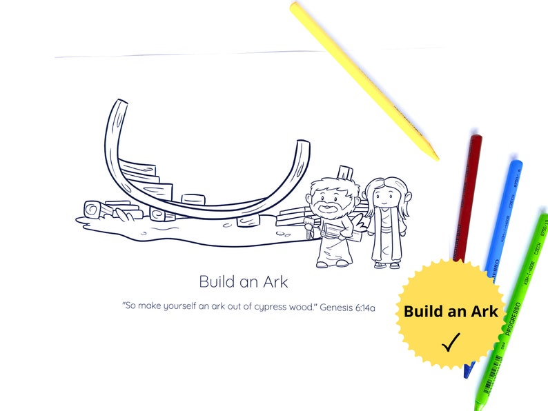 Set of Noahs Ark Coloring Page for Kid Coloring Page Printable - Etsy