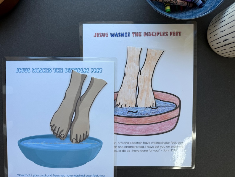 Jesus Washes Feet Coloring Craft for Kids Religious Activity Teaching ...
