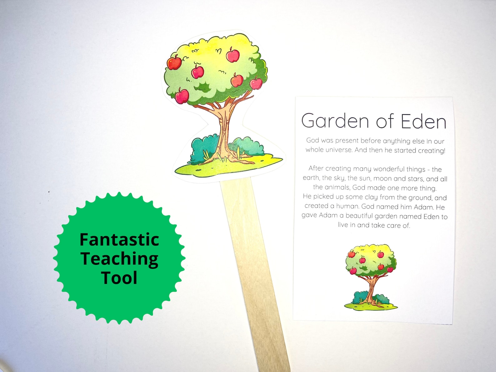 Adam and Eve Bible Story Card and Puppet Garden of Eden Kid Craft the ...