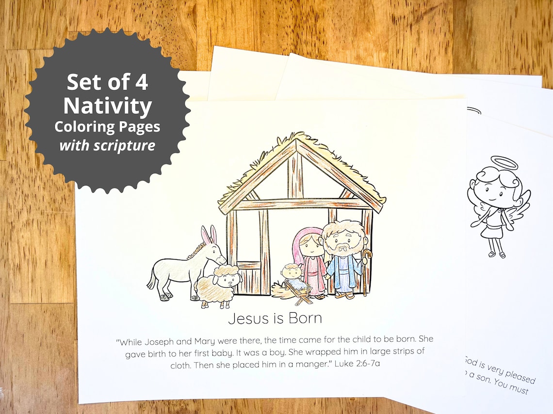 Nativity Story Coloring Page for Kid Nativity Coloring Page Christmas ...