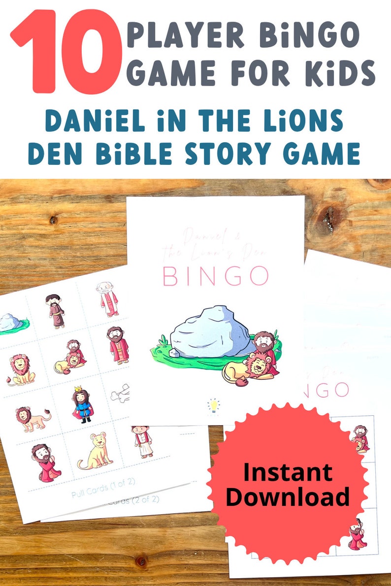 Daniel Lions Den Bible Bingo for Kid Bingo Printable Game for Bible ...