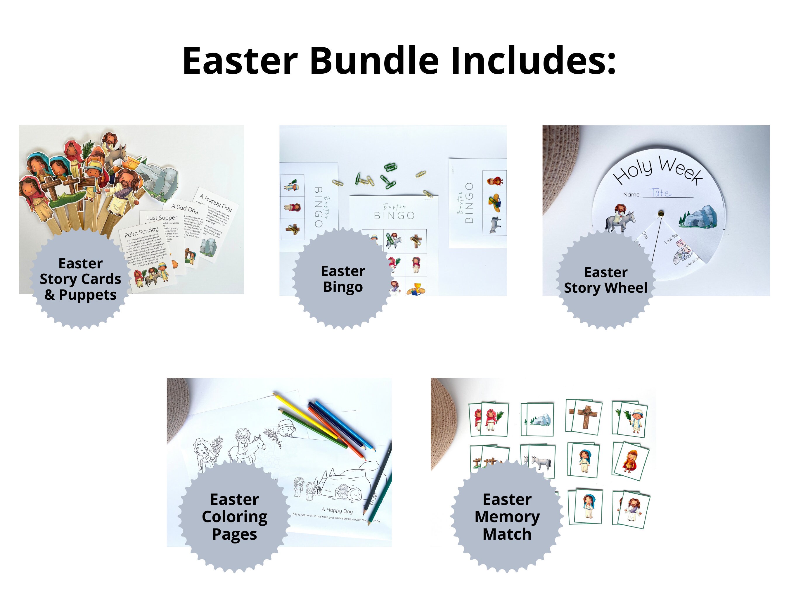 Printable Easter Activity Bundle for Kids Christian Easter Story Crafts ...