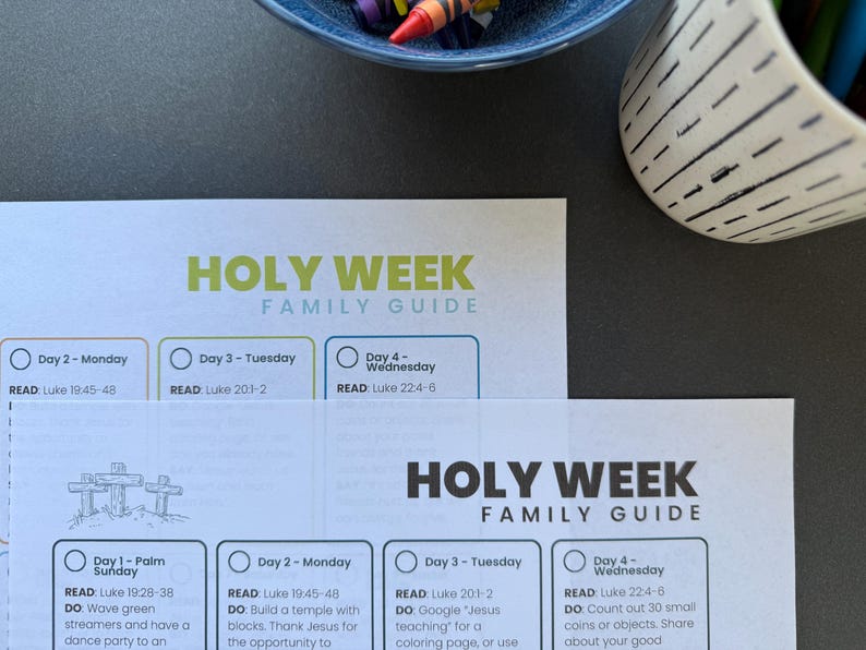 Holy Week Family Guide PDF for Kids Religious Study Lent Season Bible ...