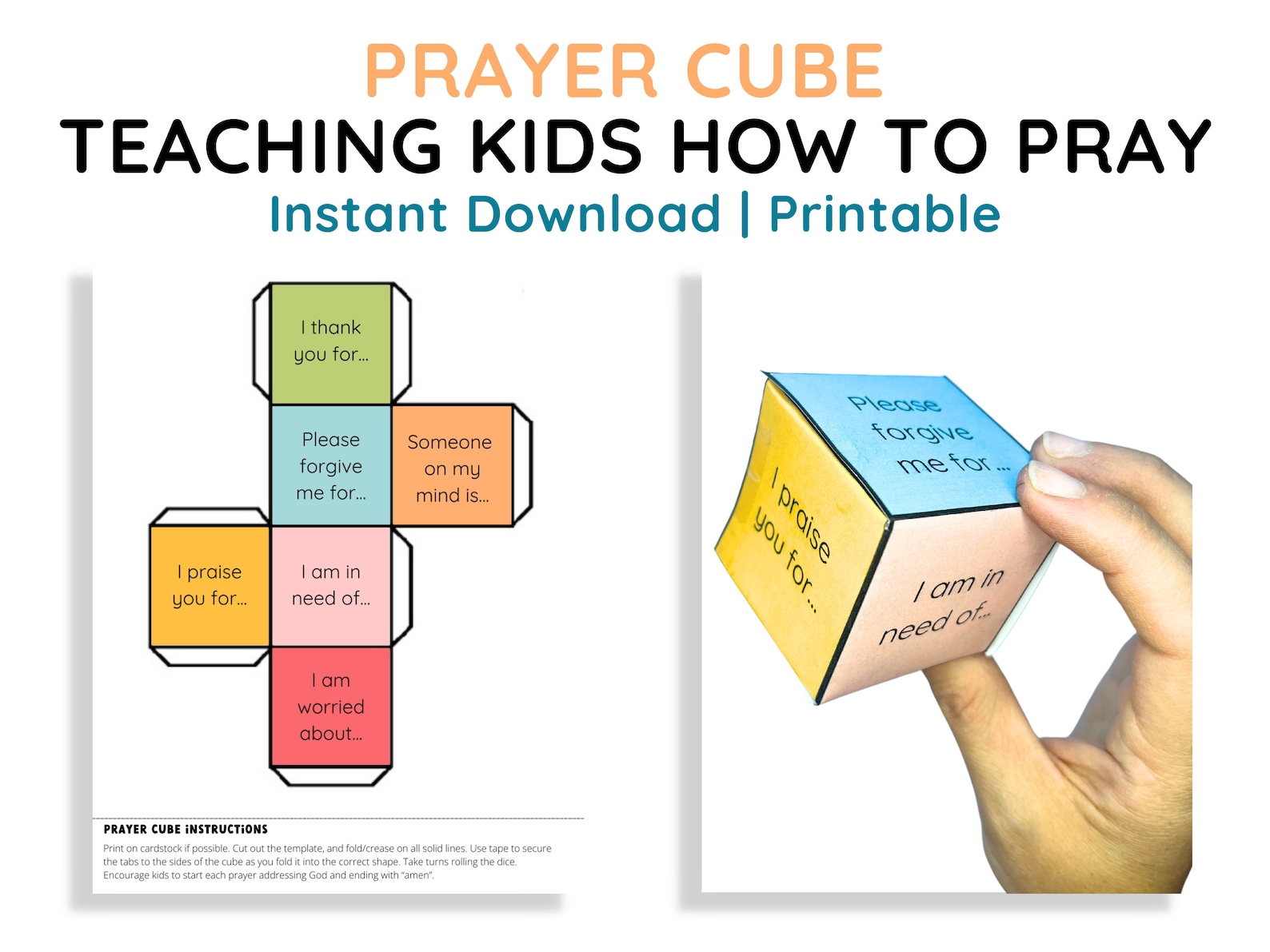 Prayer Cube for Kid Teach Children How to Pray Activity Printable ...