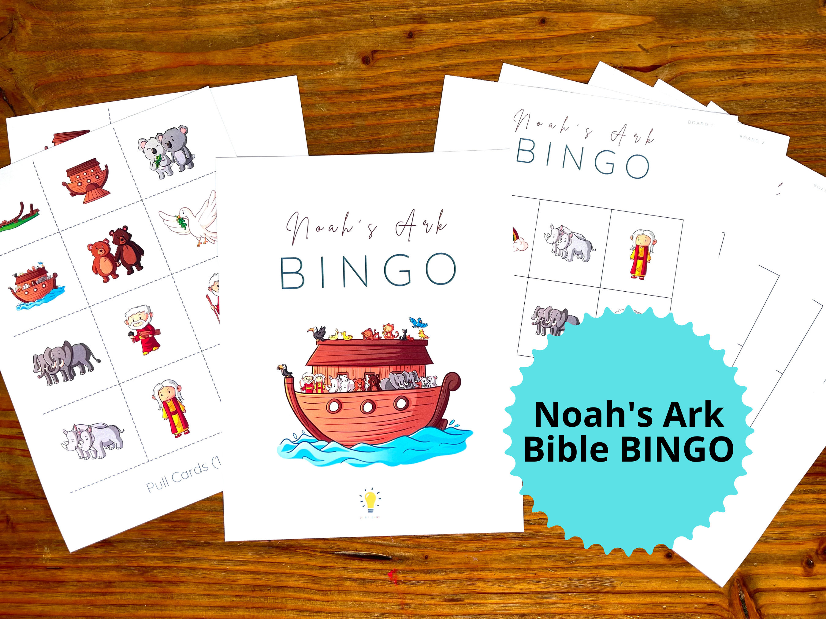 Bible Game for Kid Noahs Ark Bingo Printable Game for Bible Story Bingo ...