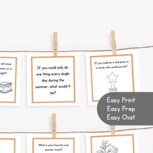 Conversation Card Family Set of 30 Summer Kid Printable Conversation ...