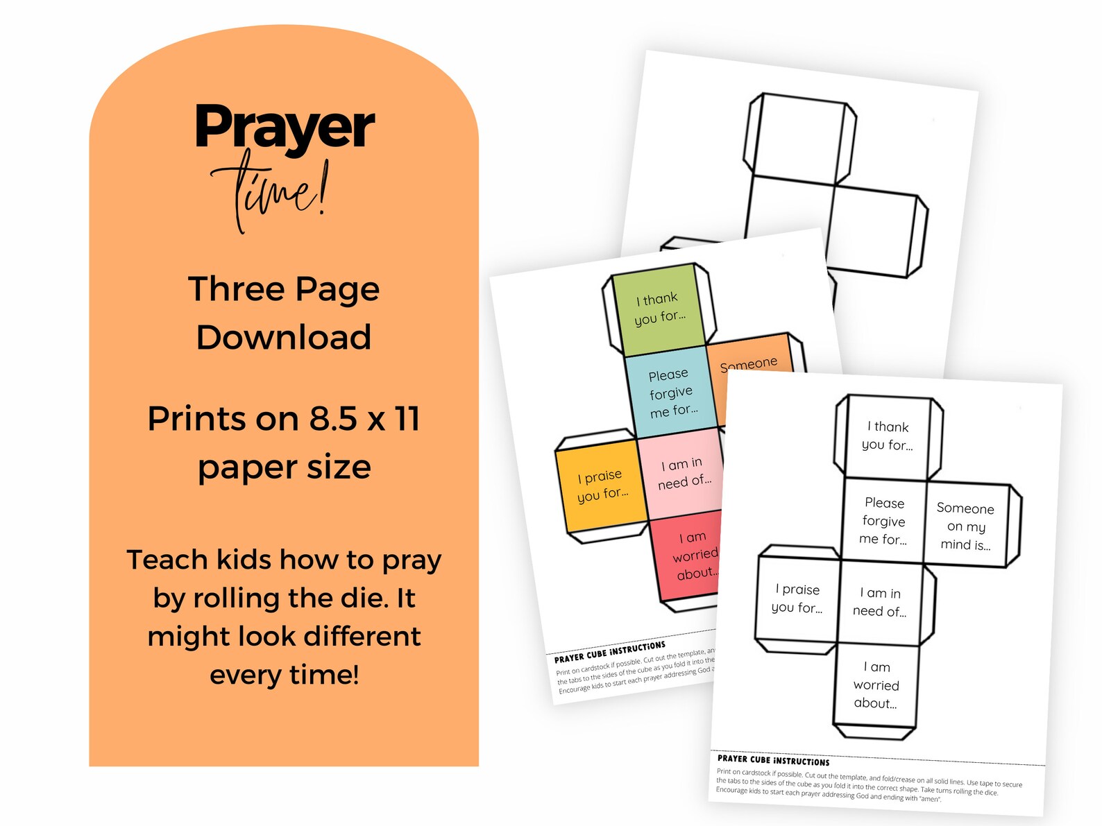 Prayer Cube for Kid Teach Children How to Pray Activity Printable ...