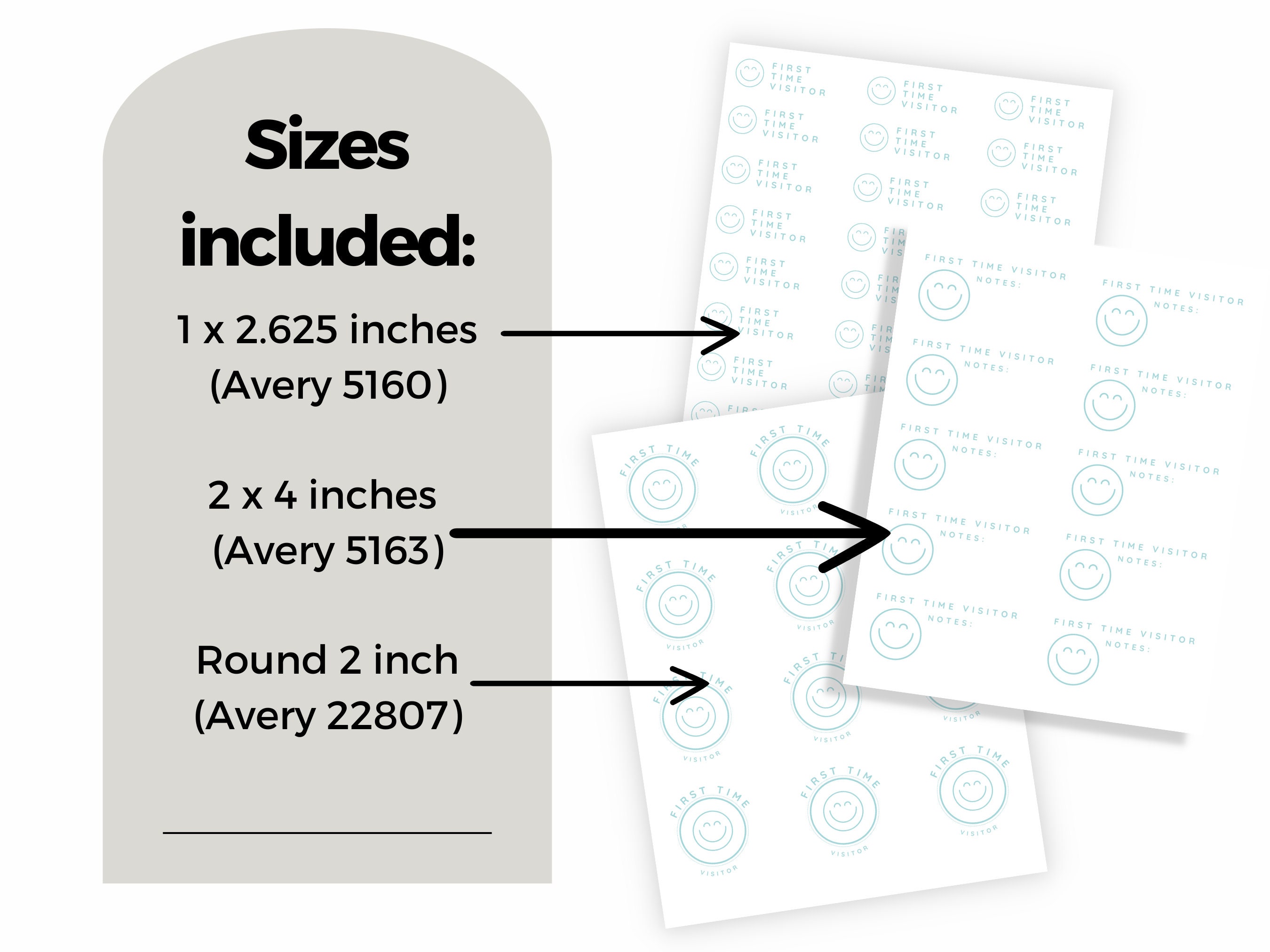First Time Visitor Sticker Kid Ministry Admin Check in Label Template ...