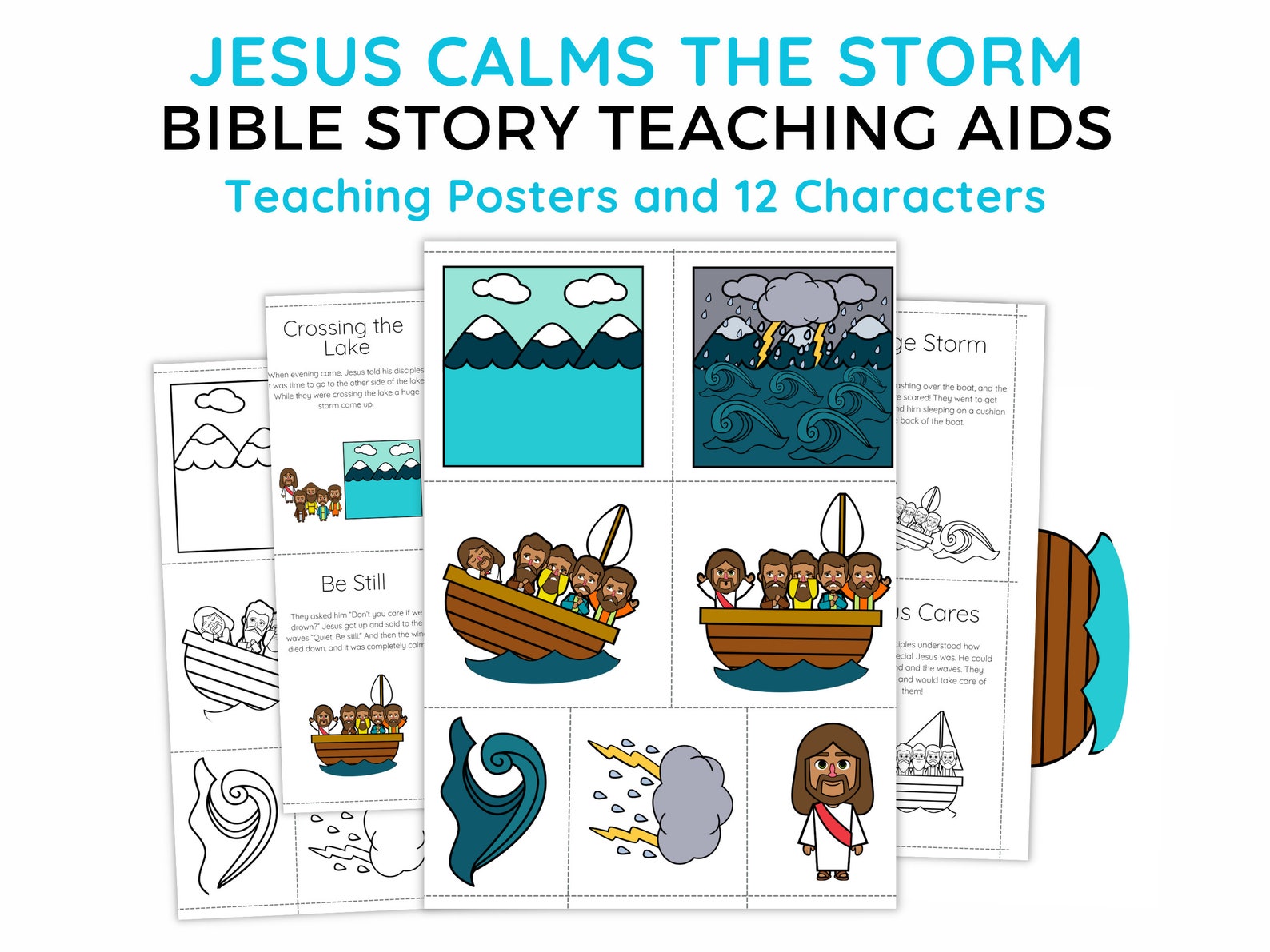 Jesus Calm the Storm Bible Story Teaching Poster Jesus Miracle Bible ...