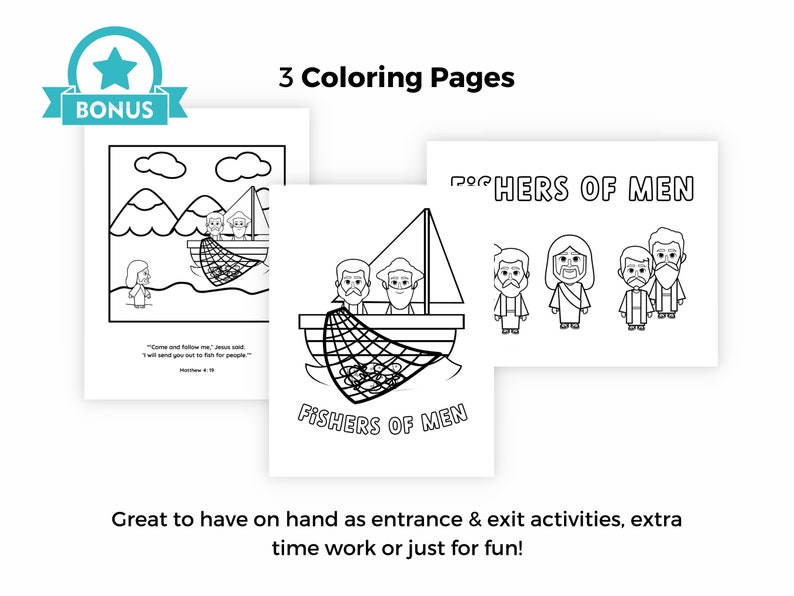 Fishers of Men Bingo Game for Kid Bible Story Activity Printable Sunday ...