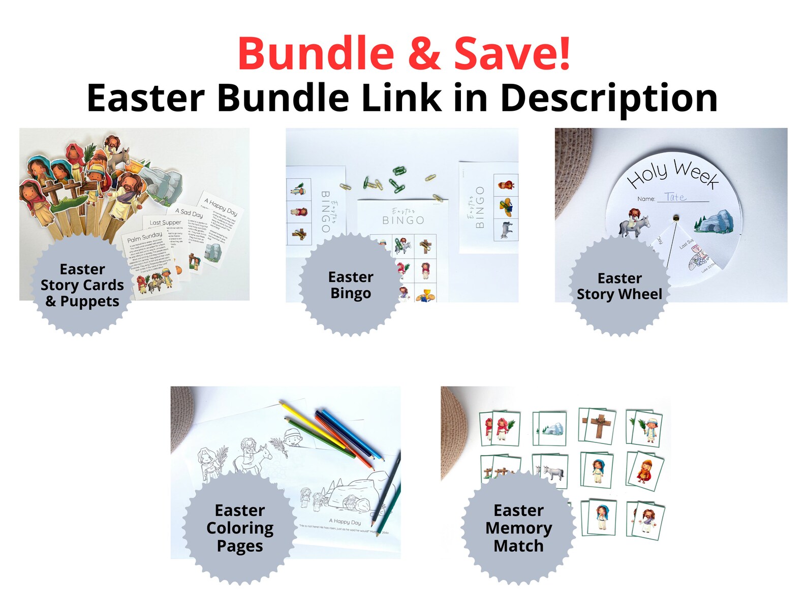 Easter Story Cards Christian Easter Story Resurrection Holy Week Palm ...