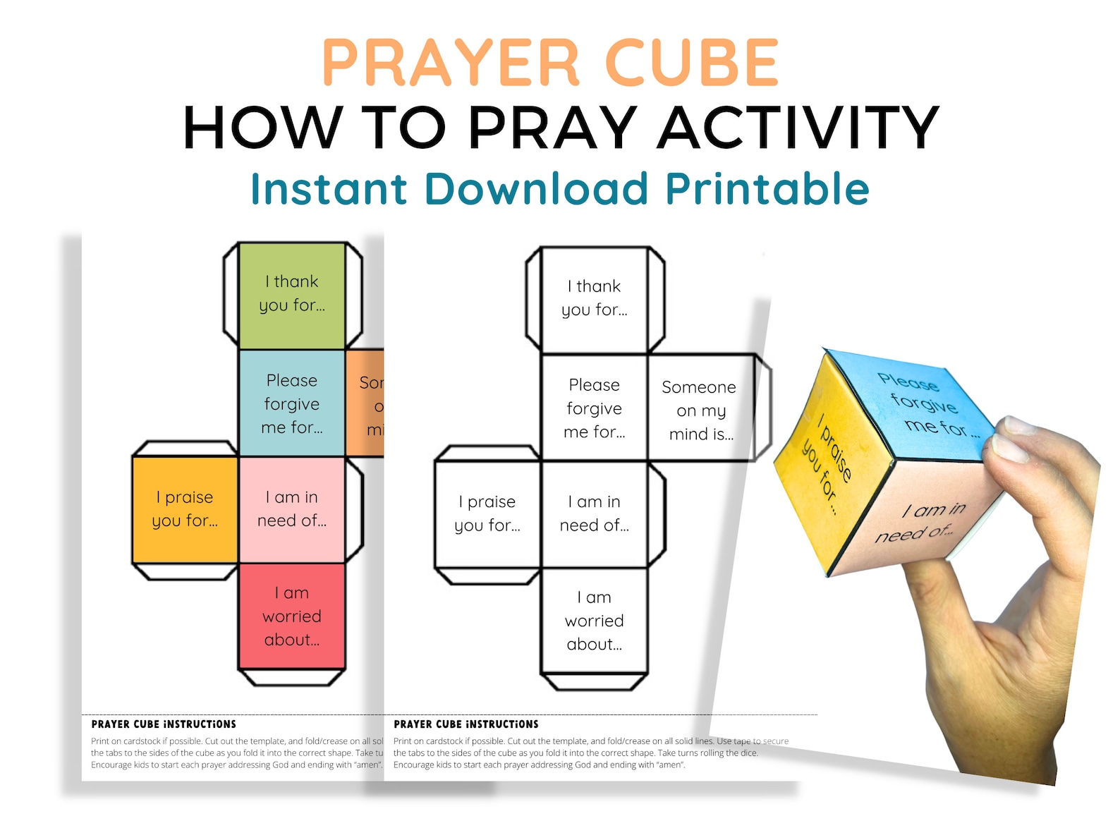Prayer Cube for Kid Teach Children How to Pray Activity Printable ...