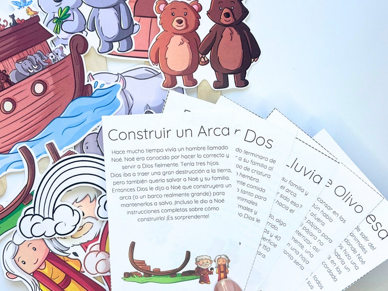 Noahs Ark Story Cards in Spanish Christian Kid Bible Story Activity ...