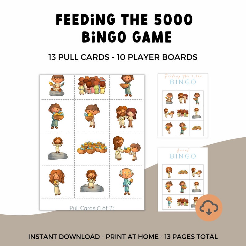 Jesus Feeds 5000 Bible Story Bingo Game Printable Bingo Activity for ...