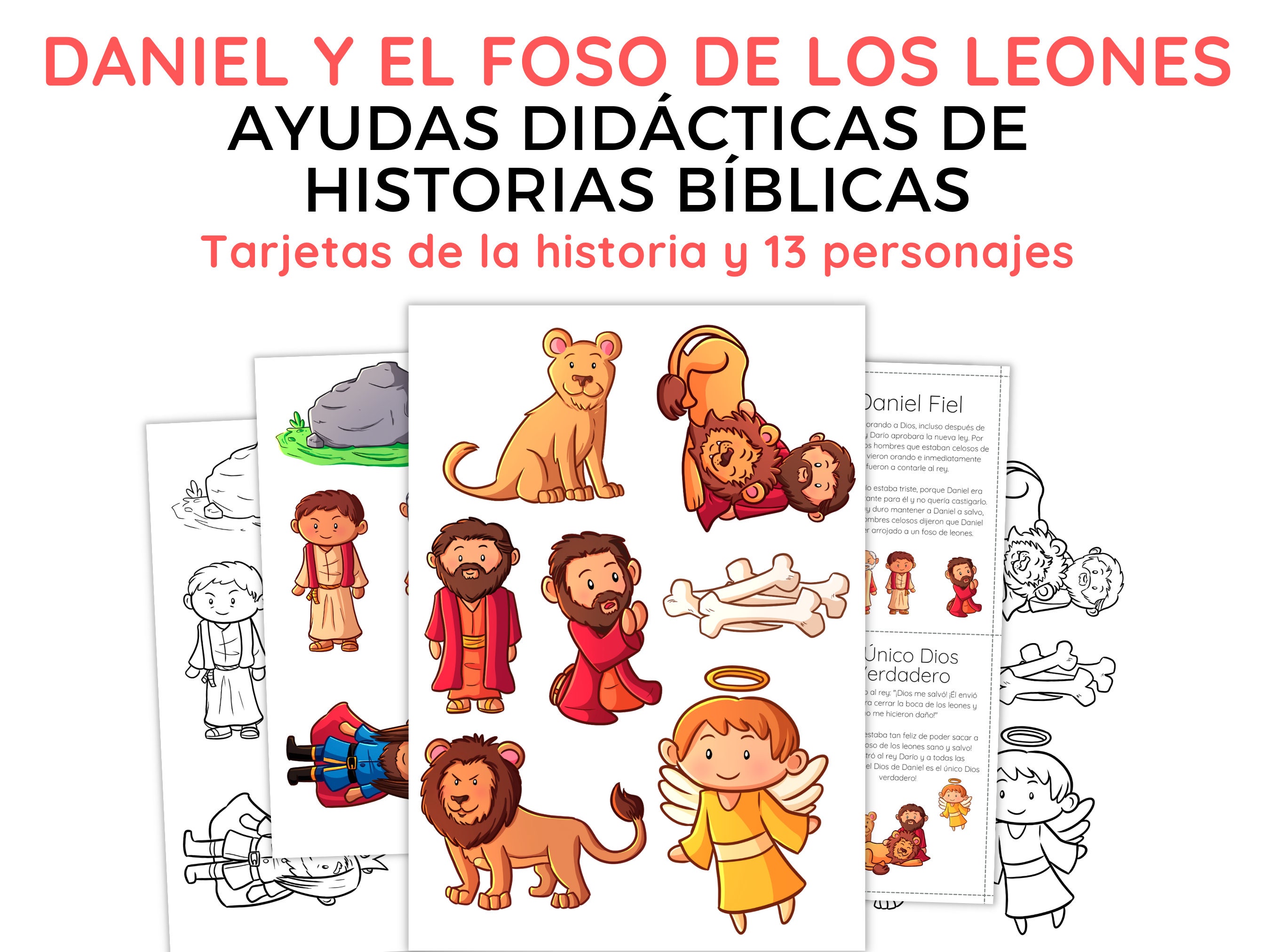 Daniel and the Lions Den in Spanish Story of Daniel Printable Bible ...