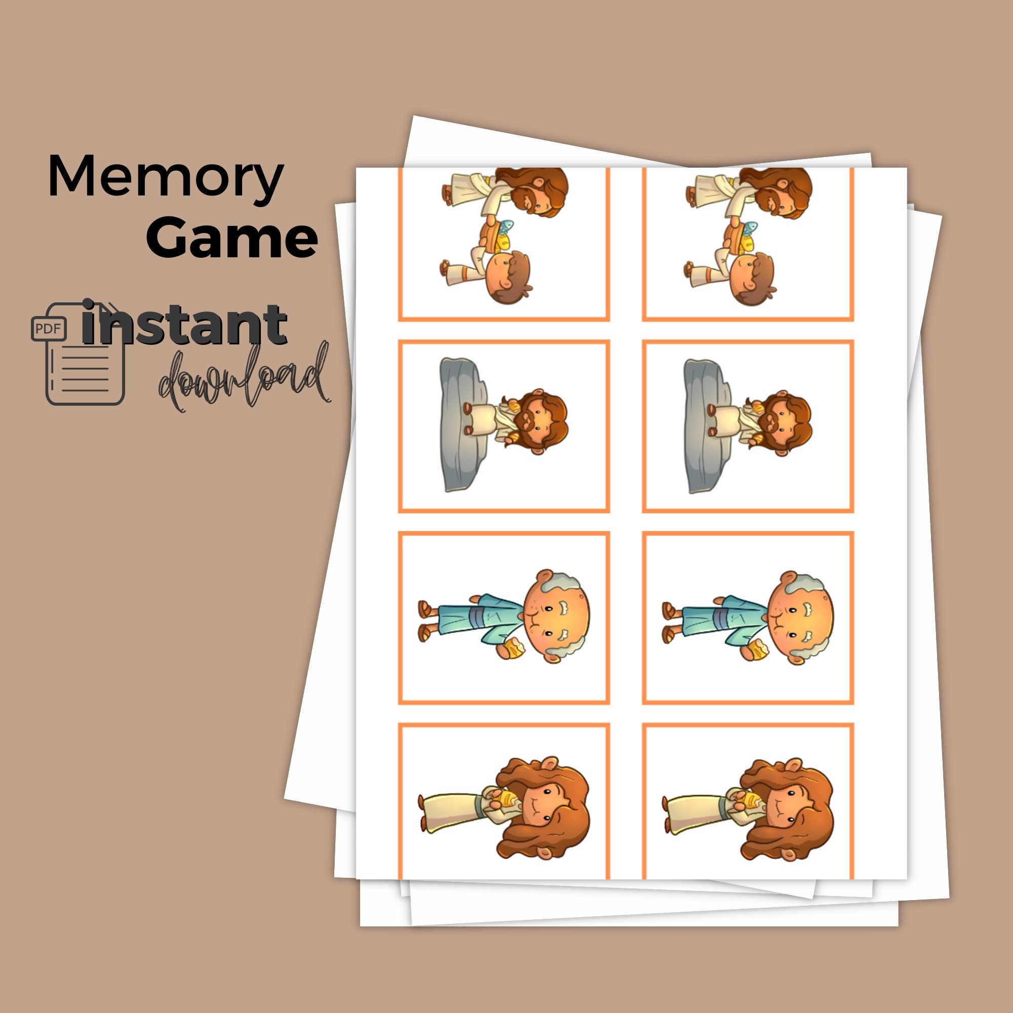 Bible Memory Match Game for Jesus Feeds the 5000 Interactive Learning ...