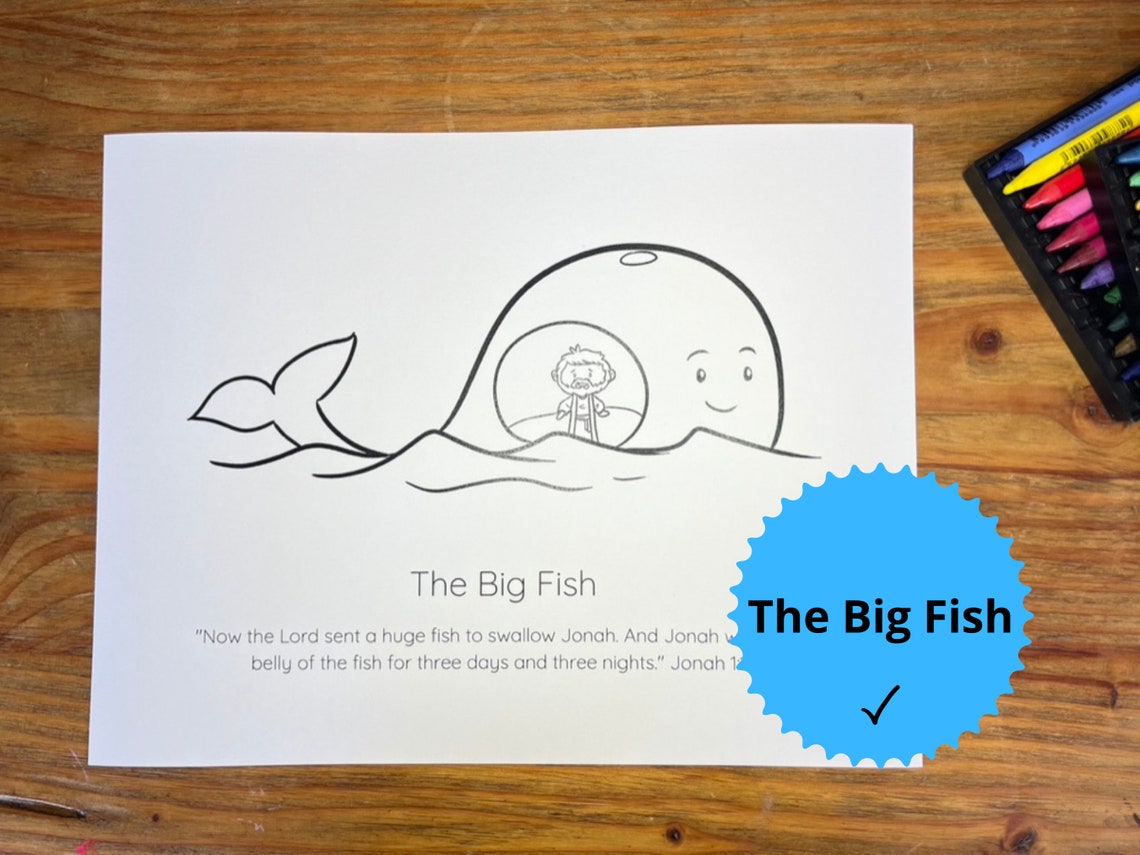 Jonah and the Whale Coloring Page Set of Four Jonah and the Big Fish ...