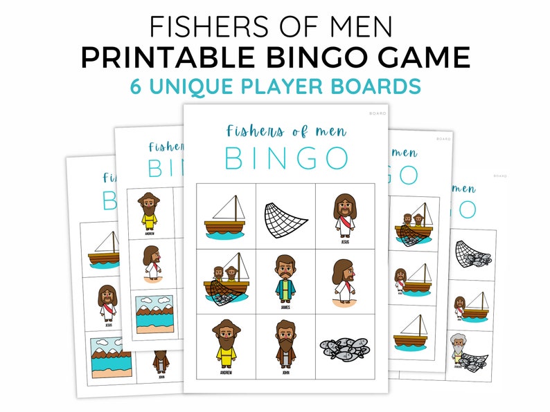 Fishers of Men Bingo Game for Kid Bible Story Activity Printable Sunday ...