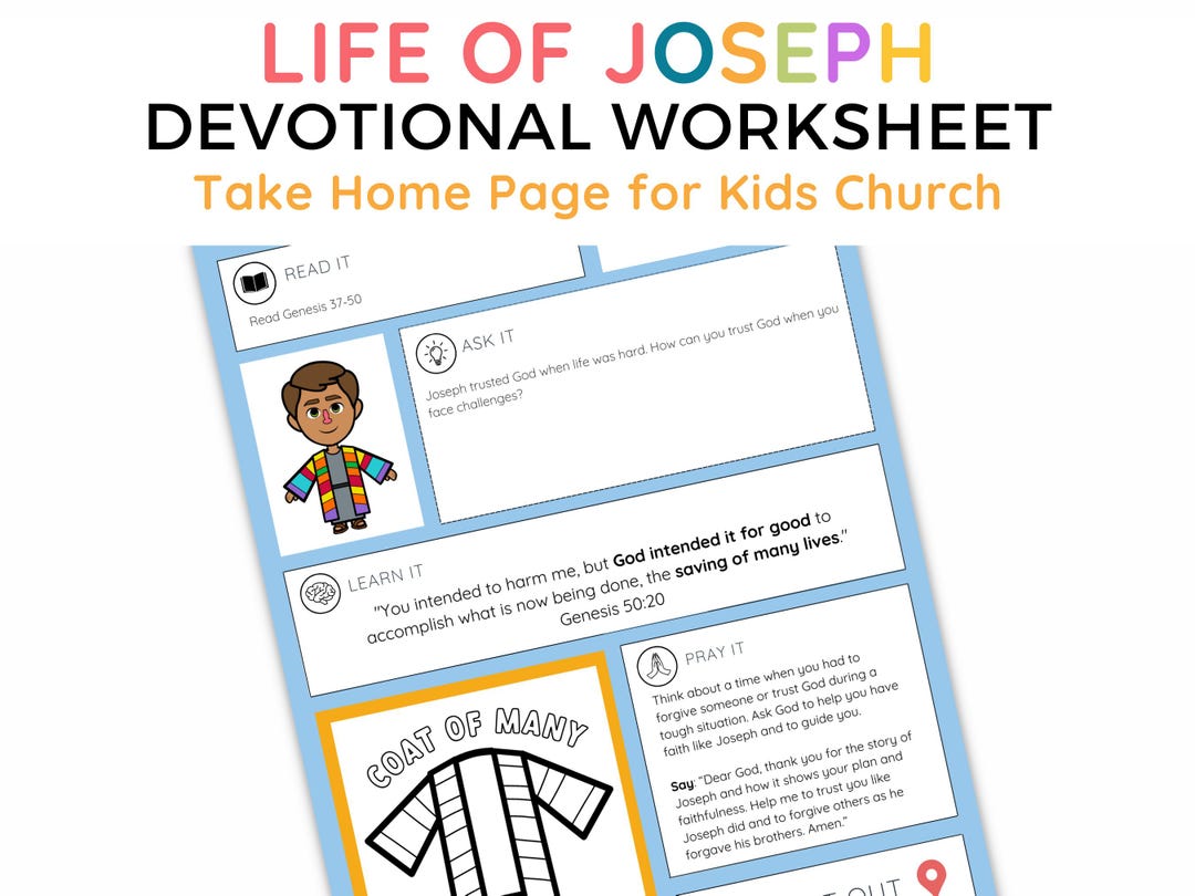 Joseph Bible Story Worksheet Activity Page for Kid Church Color Page ...