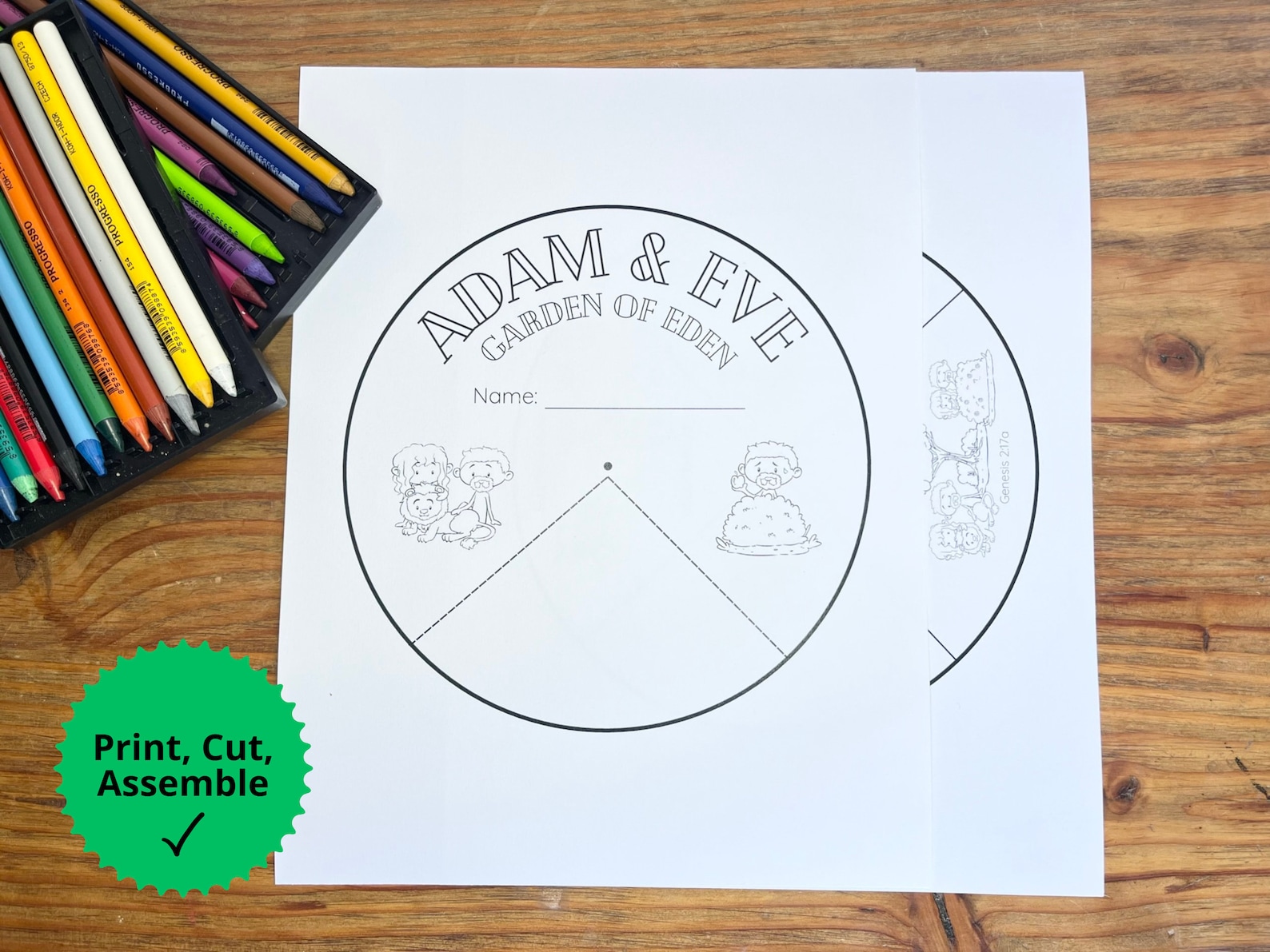 Adam and Eve Craft Sunday School Activity Garden of Eden Story Wheel ...