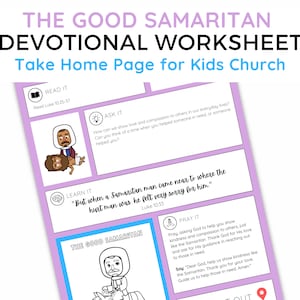 Good Samaritan Devotional Worksheet Take Home Activity for Elementary ...