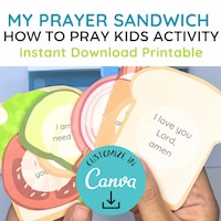Prayer Sandwich Activity for Kid Prayer Craft Printable Christian ...