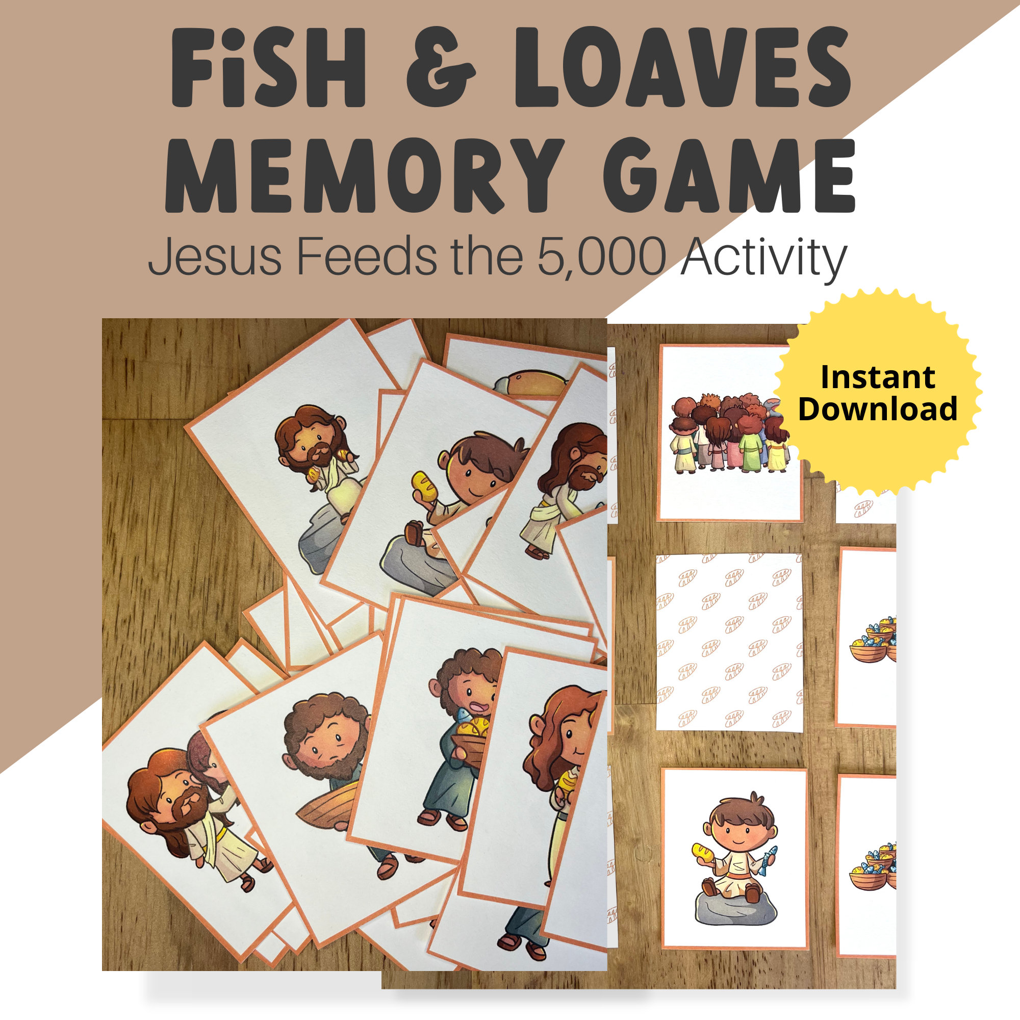 Bible Memory Match Game for Jesus Feeds the 5000 Interactive Learning ...
