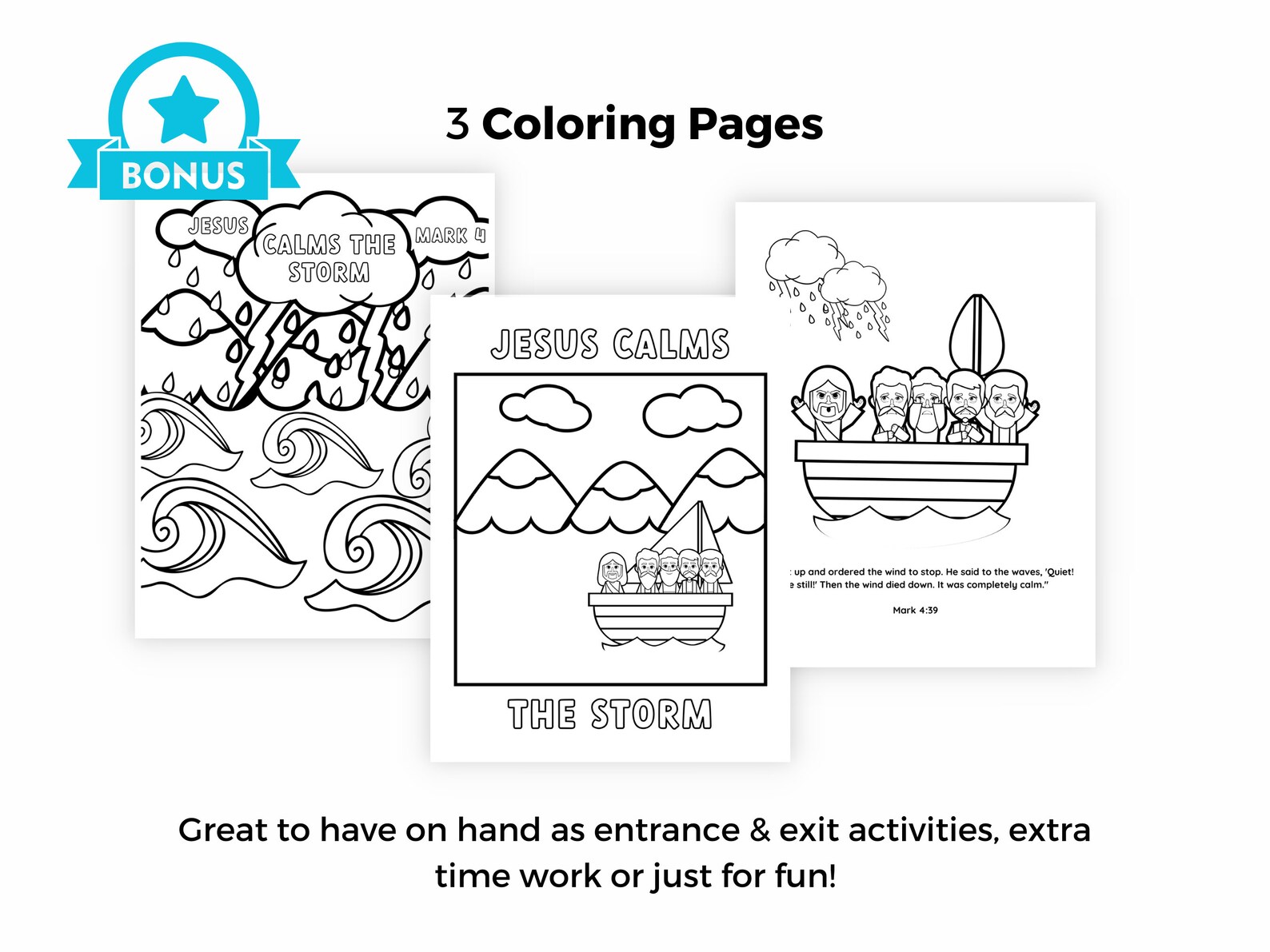 Jesus Calm the Storm Bible Story Teaching Poster Jesus Miracle Bible ...