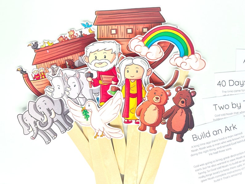 Noahs Ark Story Cards Christian Kid Bible Story Activity - Etsy