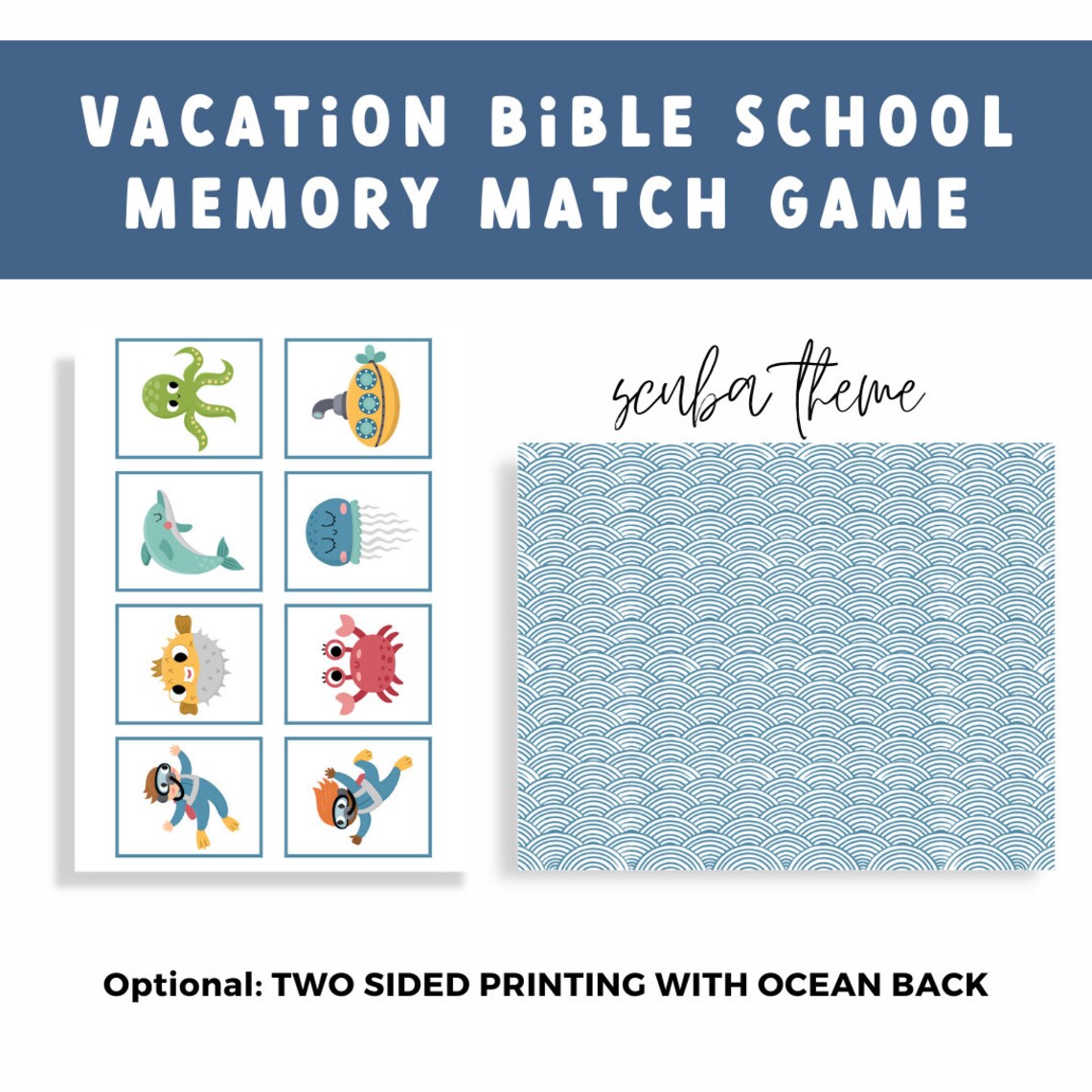 Vacation Bible School Memory Match Game for Kid Under the Sea VBS ...