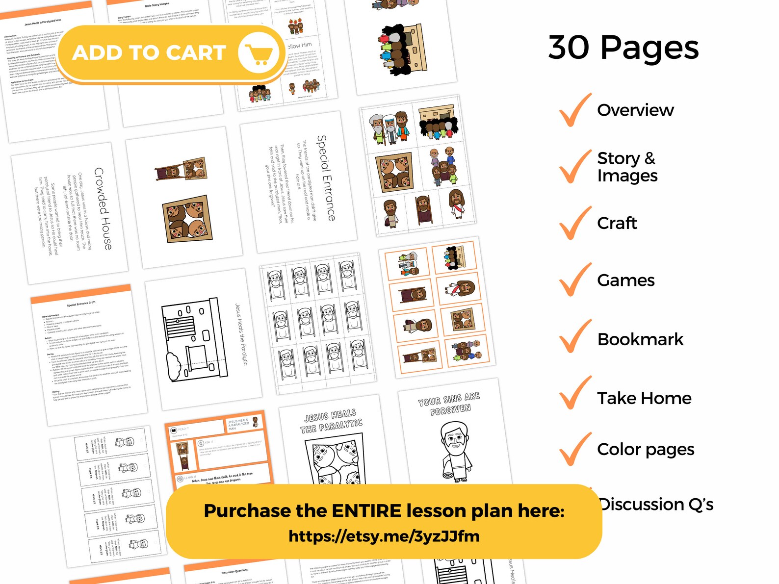 Jesus Heals a Paralyzed Man Devotional Worksheet Bible Story Take Home ...