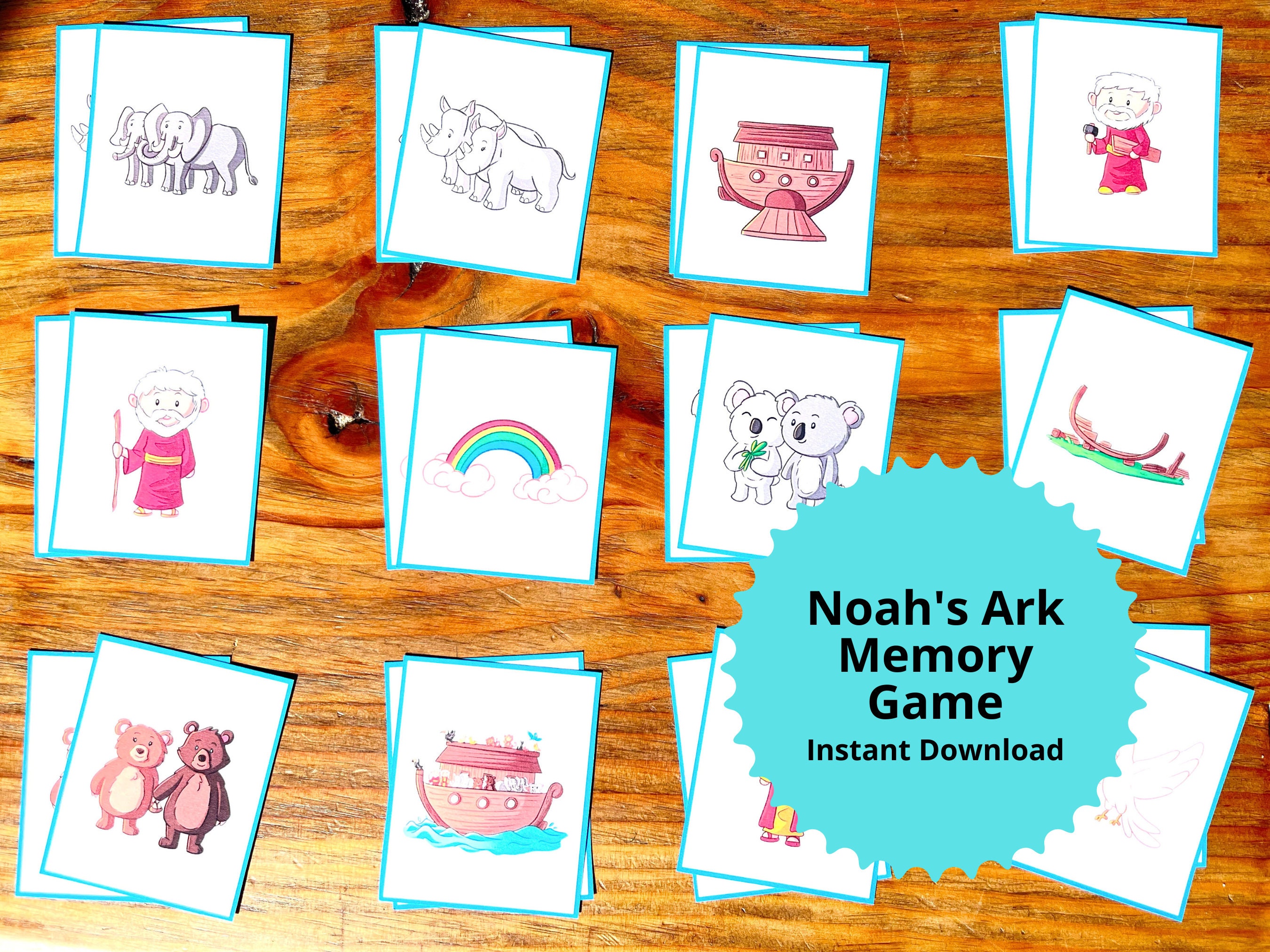 Bible Memory Game for Kid Noahs Ark Game Printable Bible Story Lesson ...