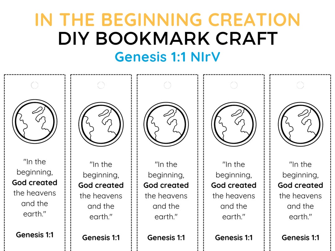 Days of Creation Bible Verse Bookmark Genesis 1:1 Scripture Memory for ...