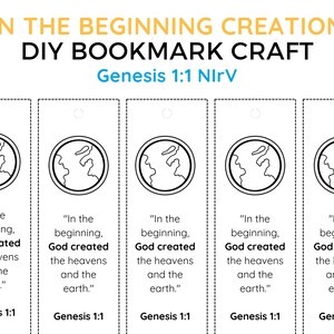 Days of Creation Bible Verse Bookmark Genesis 1:1 Scripture Memory for ...